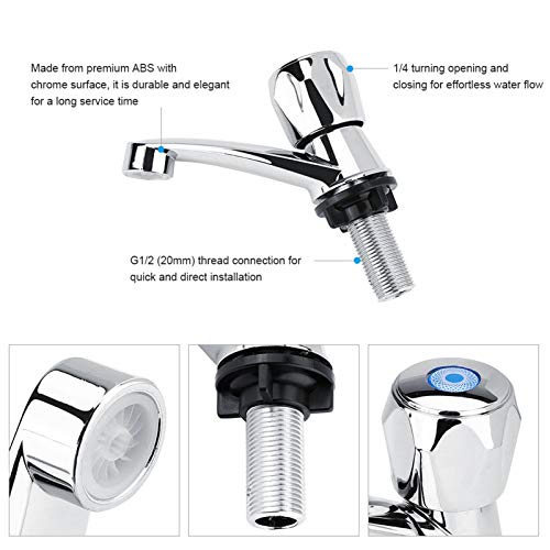 Watris Veiyi Single Cold Faucet Water Tap, ABS Water Tap, Cold Water Faucet, Bathroom Basin Kitchen Sink Accessories G1/2(20mm)(Diamond)