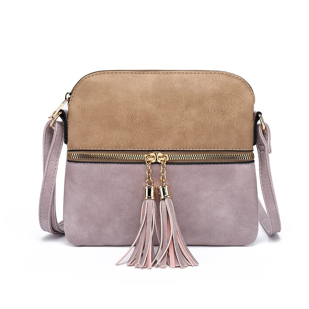 Style Strategy Lightweight Medium Dome Crossbody Bag for women with Tassel Zipper Pocket Adjustable Strap Shoulder Bag