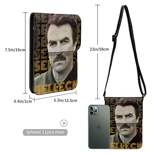 Tom Selleck Small Crossbody Cell Phone Bag For Women'S, Portable Multifunction Shoulder Bag Card Hold Purse,With Removable Shoulder Strap