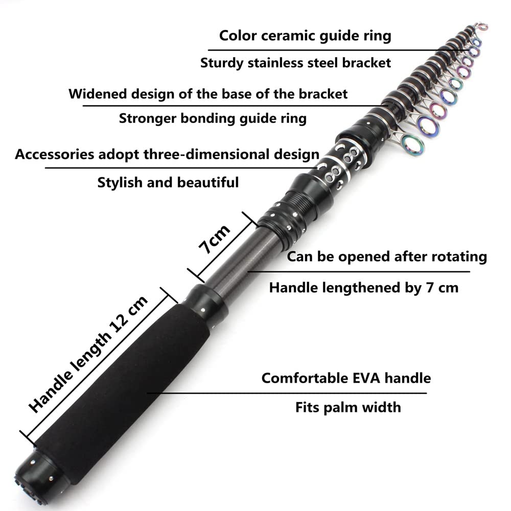 SDFGH Short Carbon Telescopic Fishing Rod Fast Action Ultralight Carp Surf Spinning Rod Pocket Travel Pole (Color : A, Size : 2.4 m)