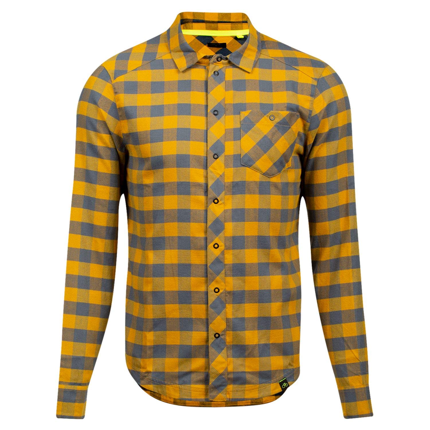 PEARL IZUMI Men's Rove Long Sleeve Shirt, Turbulence/Gold Plaid, Small