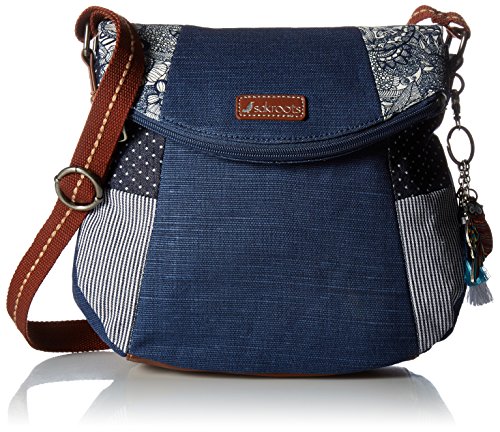 Sakroots womens Foldover Crossbody Bag Cotton Canvas, Multifunctional Purse With Adjustable Strap Zipper Pockets Sustainable Durable Design, Navy Spirit Desert, One Size US