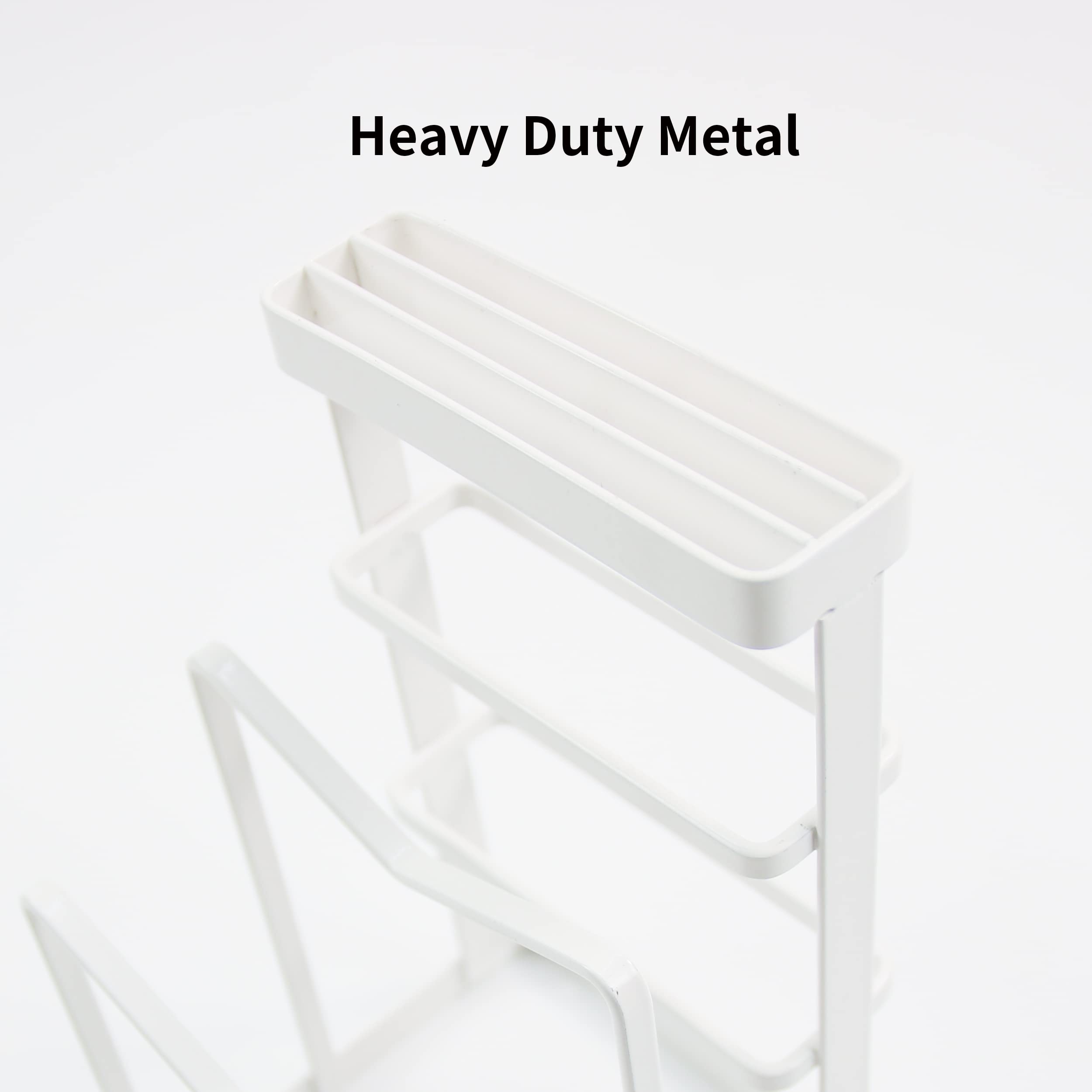Qflushor Knife Block Holder, Pot Lid Organizer, Cutting Board Organizer, Cookware Bakeware Organizer for Kitchen Countertop, Cabinet, Pantry, Metal, White