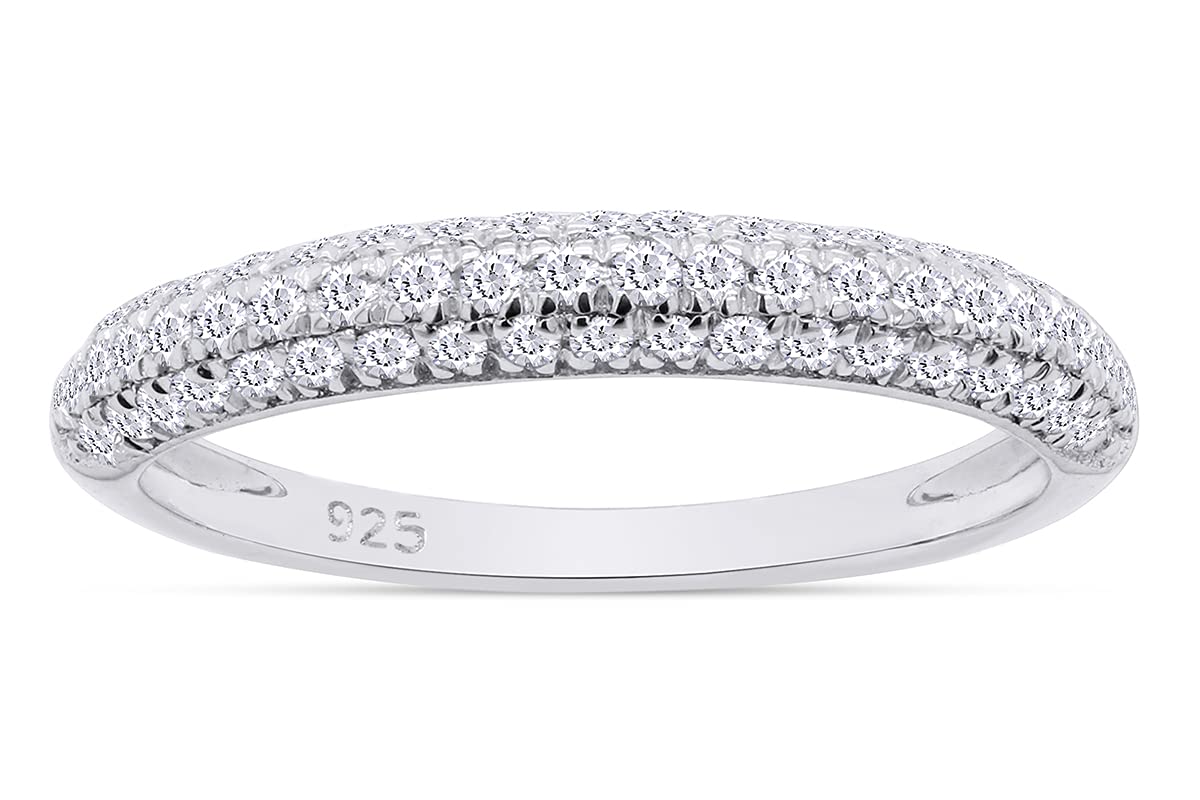 SAVEARTH DIAMONDS 1/4 Carat Round Cut Lab Created Moissanite Diamond Engagement Wedding Band Ring In 14k White Gold Over Sterling Silver Jewelry For Women (0.25 Cttw) Ring Size-6