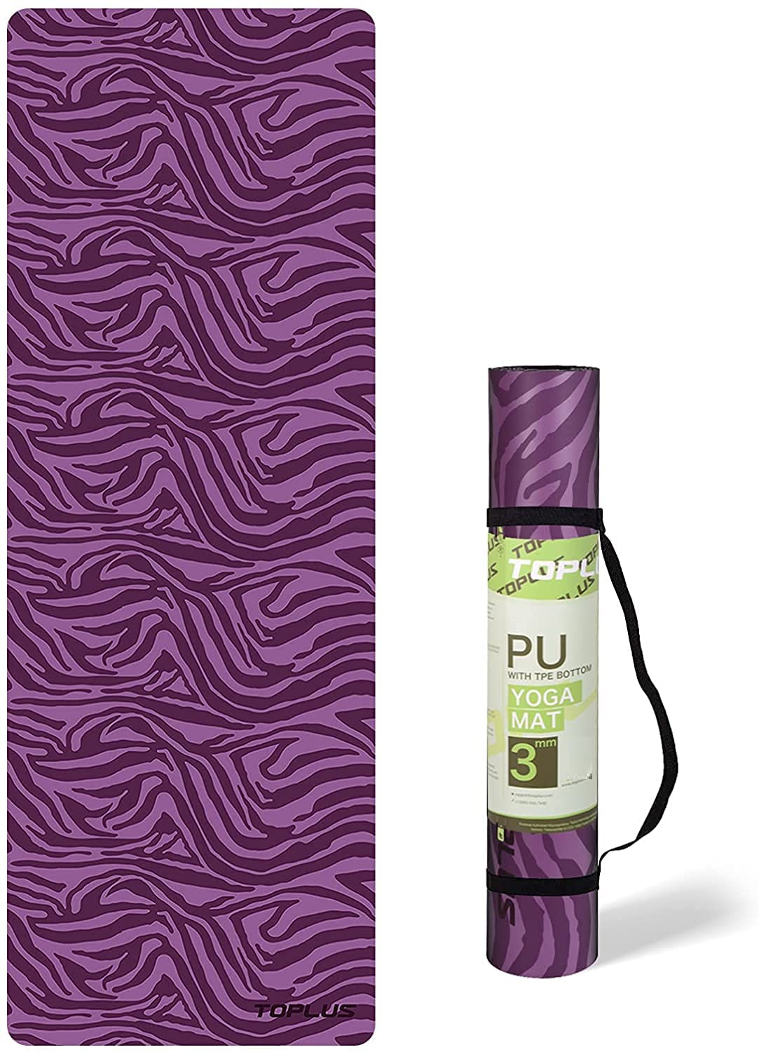 Yoga Mat, TPE Yoga Mat Fitness Exercise Mat with Strap