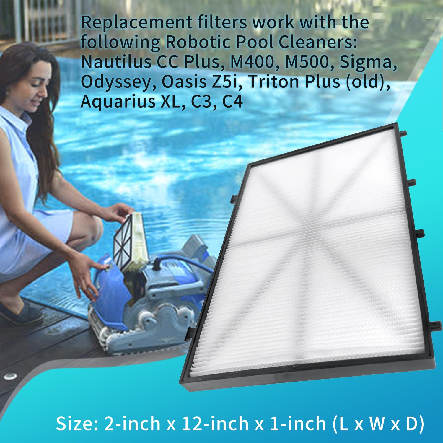 Ultra Fine Cartridge Filter Panels Part Number: 9991432-R4 Robotic Pool Cleaner Filter m400, m500, Nautilus CC Plus