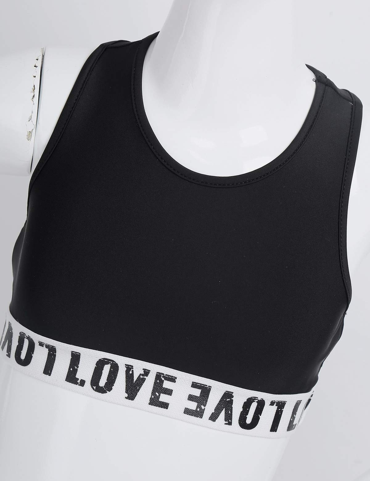 Moily Girls Two Piece Athletic Outfit Sports Bra Crop Top with Booty Shorts for Gymnastics/Dance/Workout Racer Black 7-8 Years