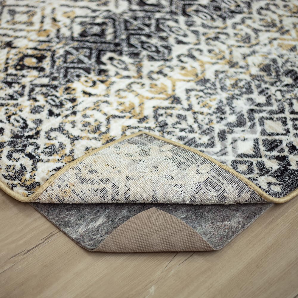 Mohawk Home 9' x 12' Non Slip Rug Pad Gripper 1/4 Thick Dual Surface Felt + Rubber Gripper - Safe for All Floors