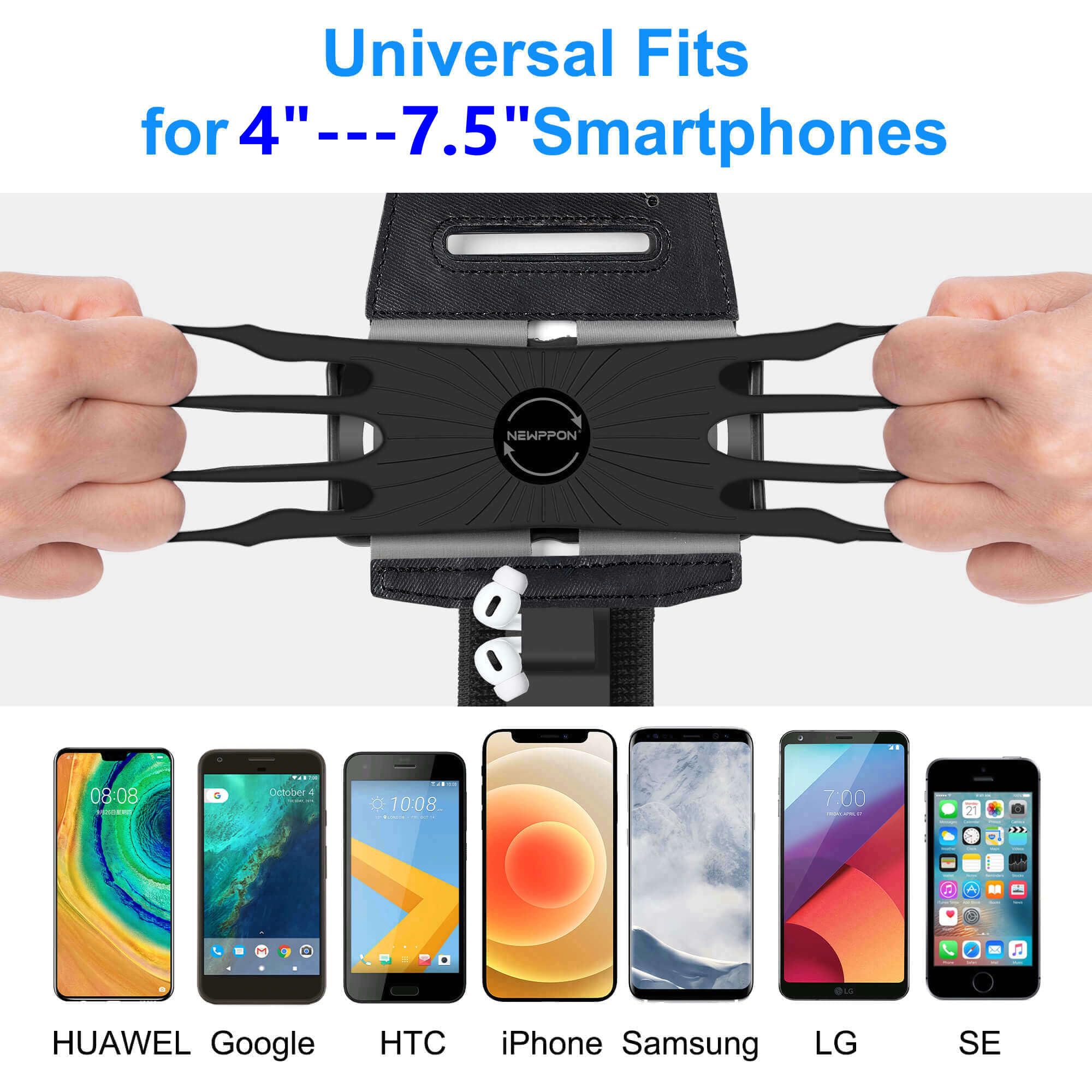 Newppon Cell Phone Holder Armband : Reflective & Adjustable Wristband Strap Arm Bands Case Compatible with iPhone 13 12 11 Mini Pro Max Xs XR Plus Samsung Galaxy Pixel for Workout Exercise Sports