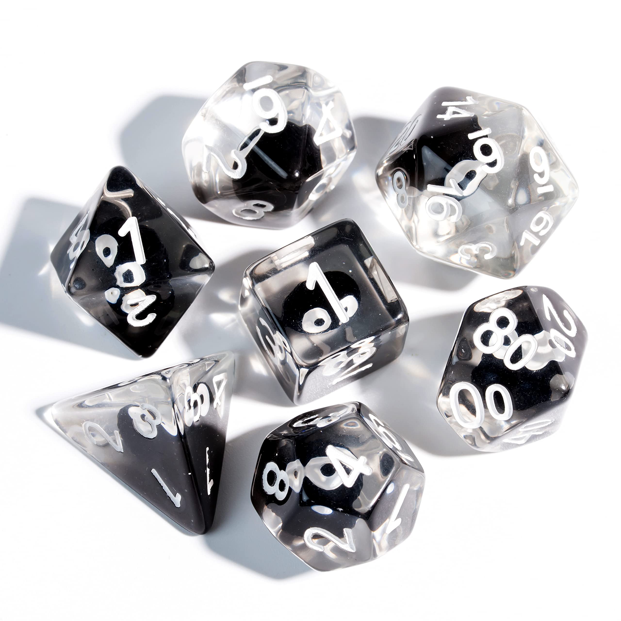 Svizo DND Dice Set 7-die Polyhedral Dice Filled with Elf Handcrafted Beautiful Inclusion D&D dice for Dungenons and Dragons Tabletop RPG MTG Pathfinder(Dust Sprite)