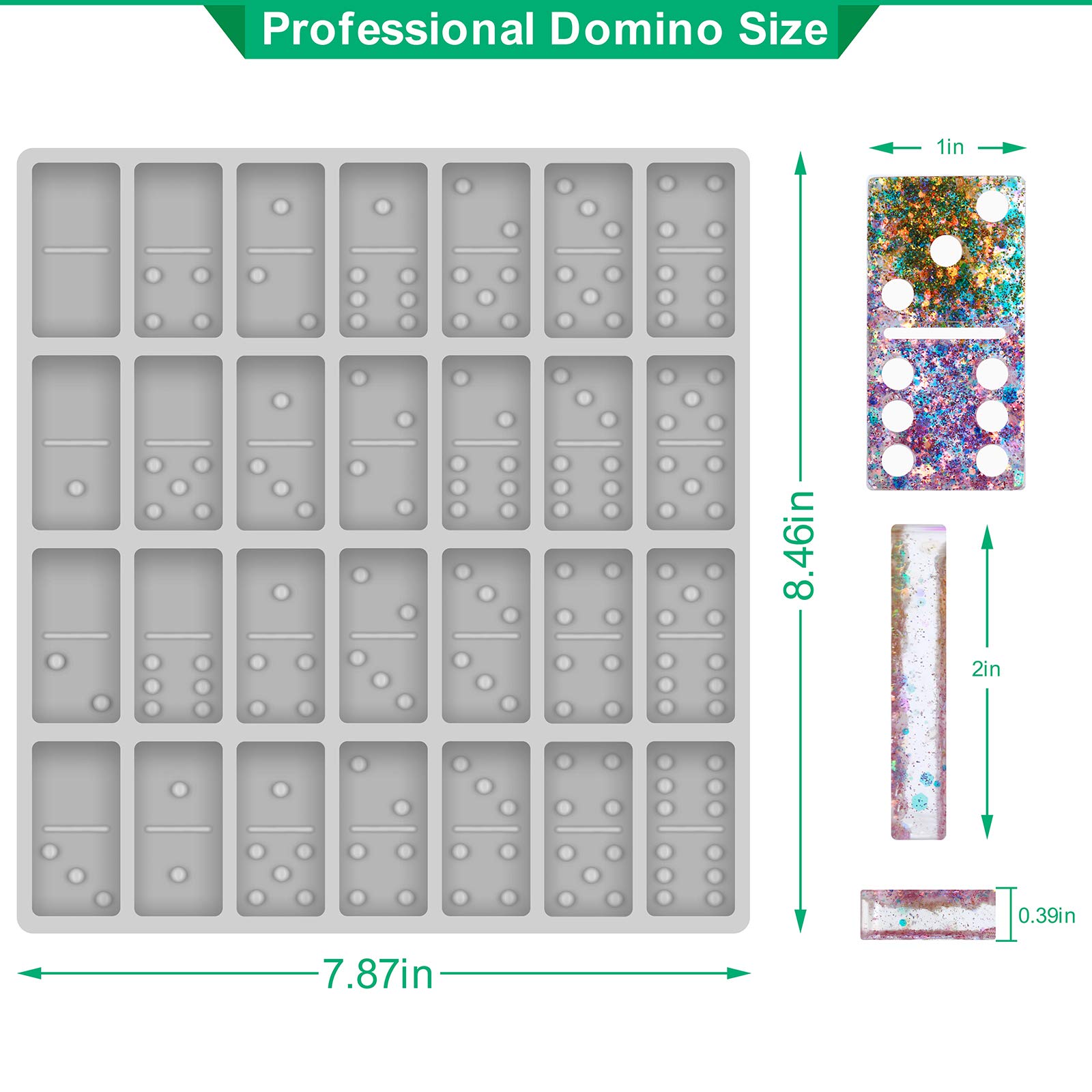 Professional Domino Molds for Resin Casting Jumbo Domino Molds for Resin Casting Double 6 Dominoes Mold, Shiny & No Scratches & Durable,8.86 x 9.25 x 0.39 inch 230g (New Version)