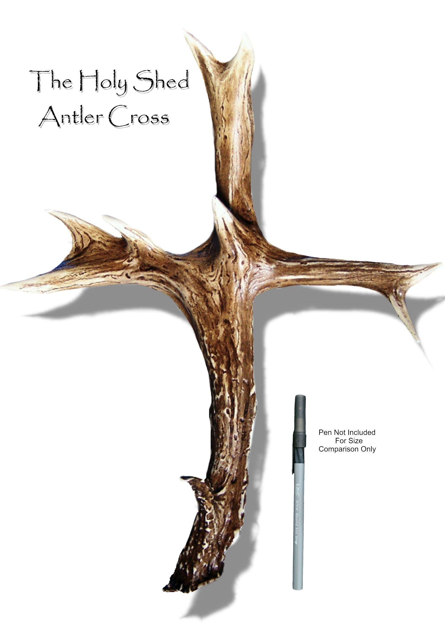 Mountain Mike's Reproductions Antler Holy Shed Cross - Rustic Deer Antler Decor - Great Gifting for Nature Lover - Cross Wall Decoration - Home Decor Made From Real Antler