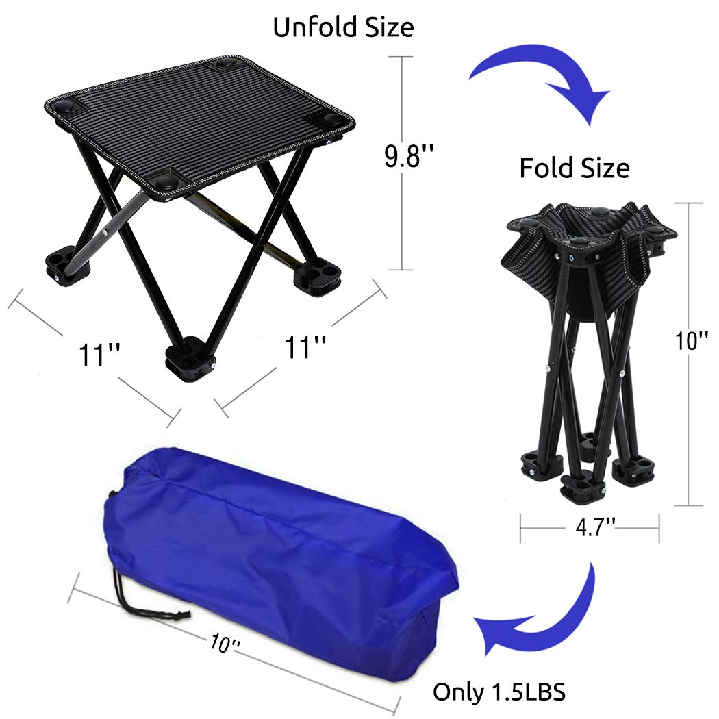 MeiLiMiYu Portable Folding Camping Stool Small Camp Stool Compact Lightweight Foot Stool with Carry Bag