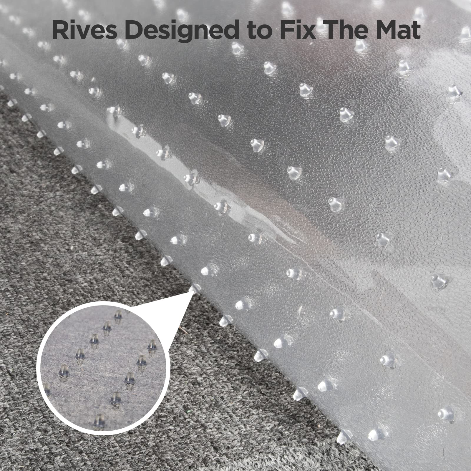 Office Chair Mat for Carpet with Lip, 48"X36" 2.2mm Thick, Desk Chair Mat with Studs for Low, Standard, and No Pile Carpeted Floors, Easy Flat and Glide, Transparent and Sturdy