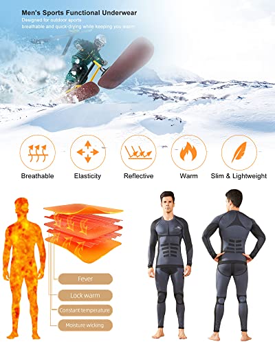 Thermal Underwear Set Sport Compression Set Hunting Gear Long Johns Breathable Perspiration Base Layer for Outdoor Activities Grey