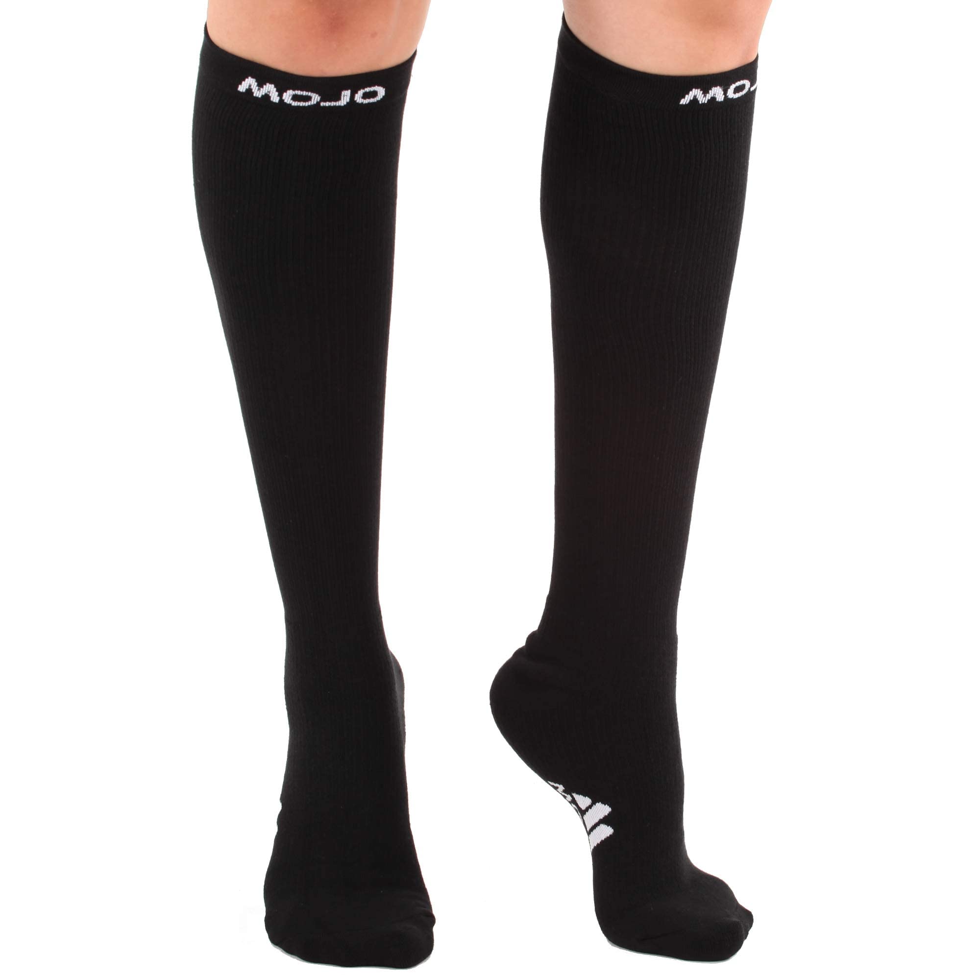 Mojo Compression Socks 3XL Plus Size Socks - Knee-High, 20-30mmHg, Extra-Wide Calf, Black - XXX-L Sports Stockings