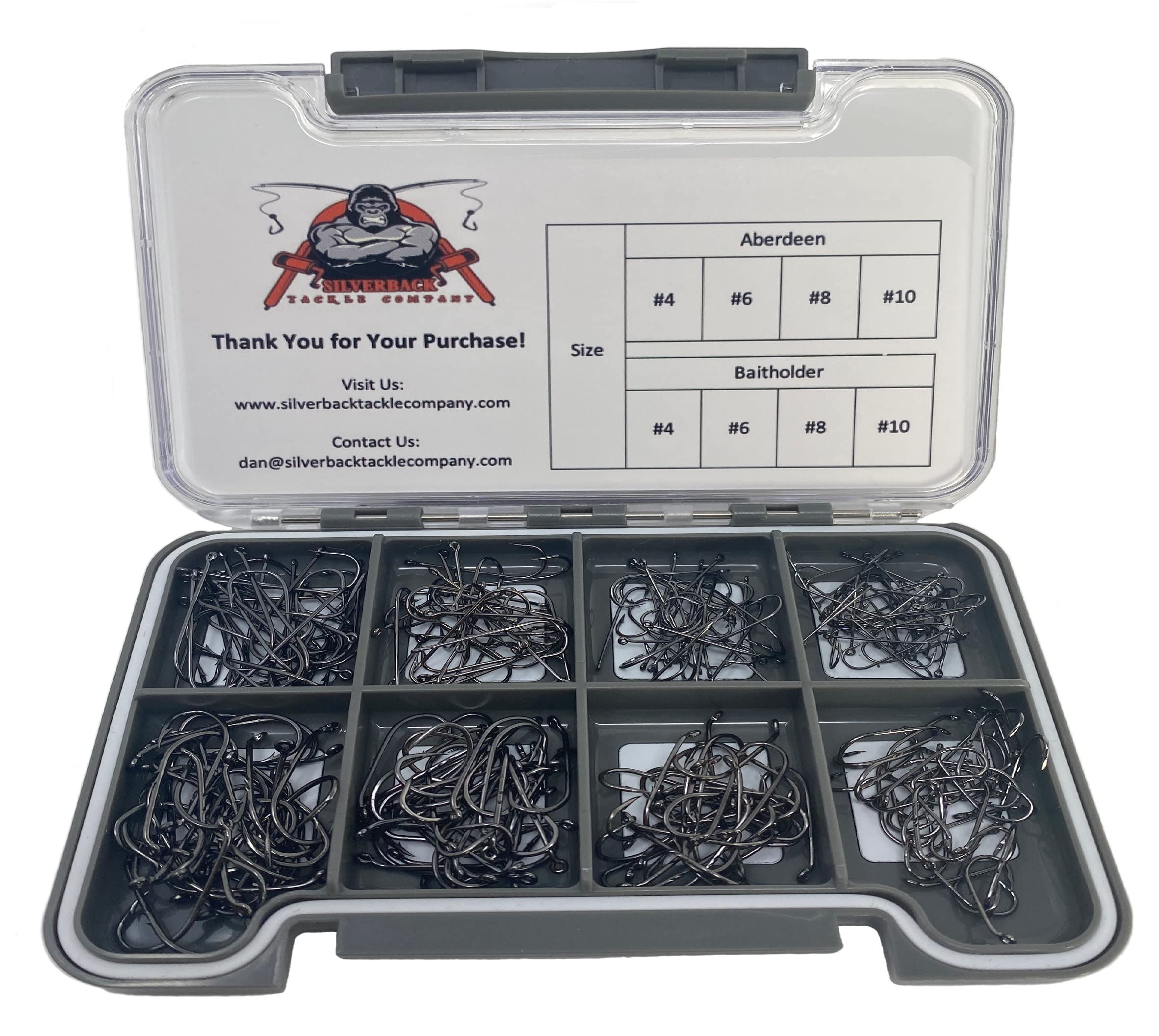 Silverback Tackle Company - 240PC Panfish / Crappie Hook Assortment (Aberdeen & Baitholder Hooks) - Assortment Great for Panfish, Crappie, Perch, Bass, Trout and More!!