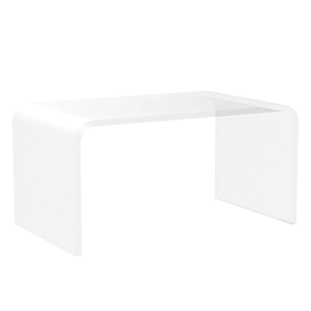 MESAILUP Premium Acrylic Coffee Table, 32" L x 16" W x16'' H x3/4'' Thickness (19mm), Clear Modern Decorative Waterfall Tea Table for Small Living Room, Bathroom, Bedroom and Office