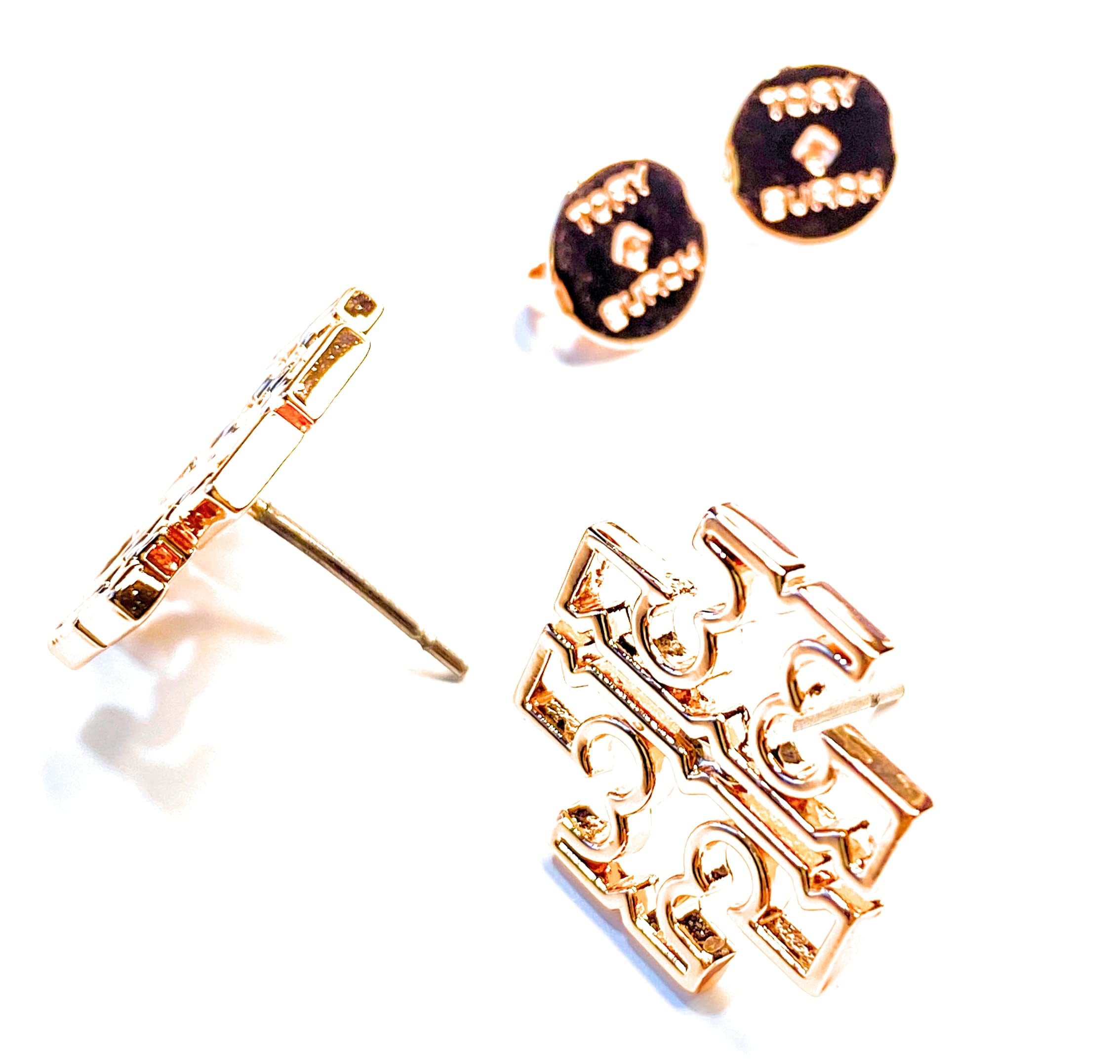 Tory Burch Britten Logo Stud Earring Rose Gold