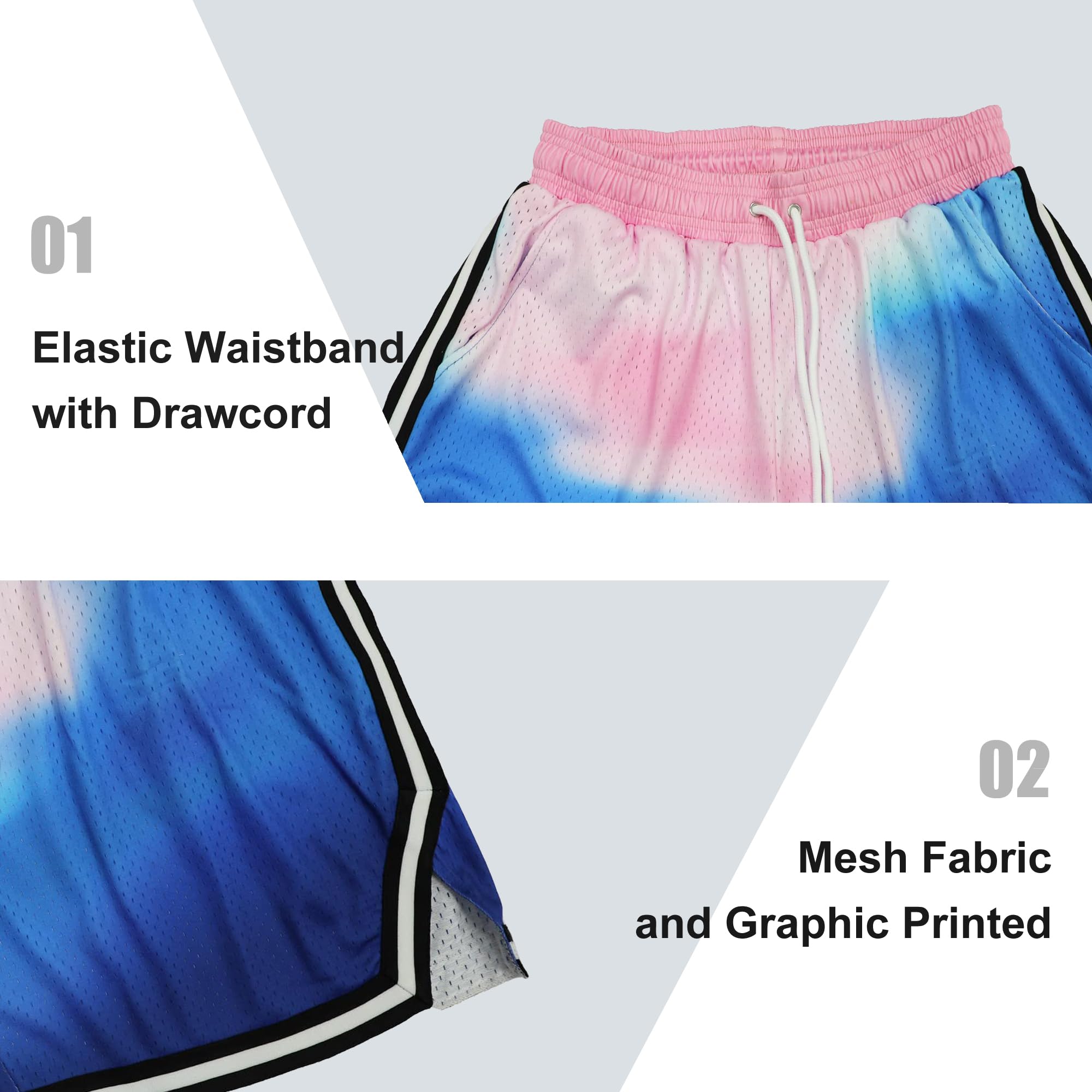 Sublimation Custom Athletic Basketball Shorts for Men with Pockets and Active Tech Graphic Knit Elastic Waistband Quick Dry Activewear (co8,Large)