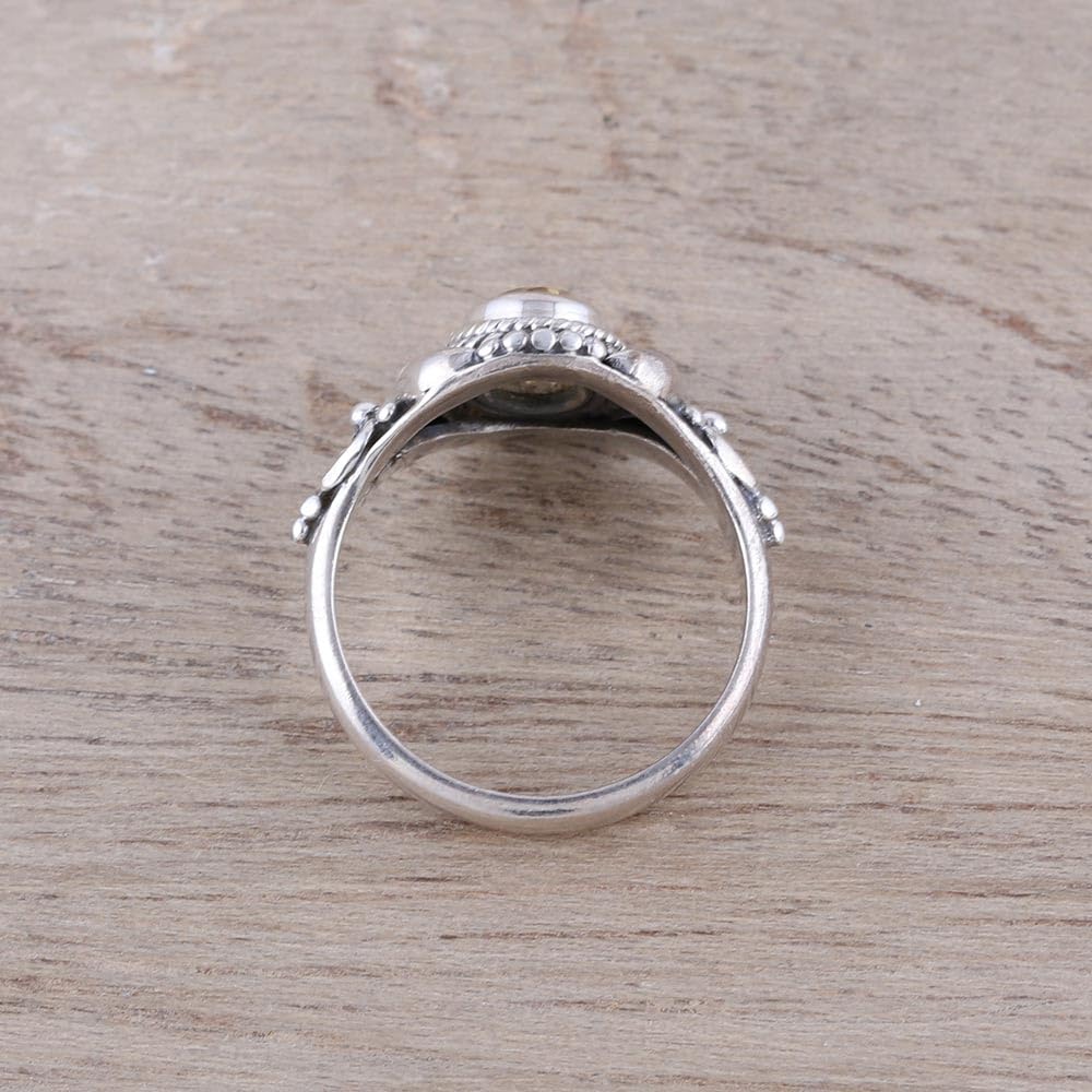 NOVICA Artisan Handmade .925 Sterling Silver Citrine Cocktail Ring Traditional from India Single Stone Birthstone 'Traditional Romantic'