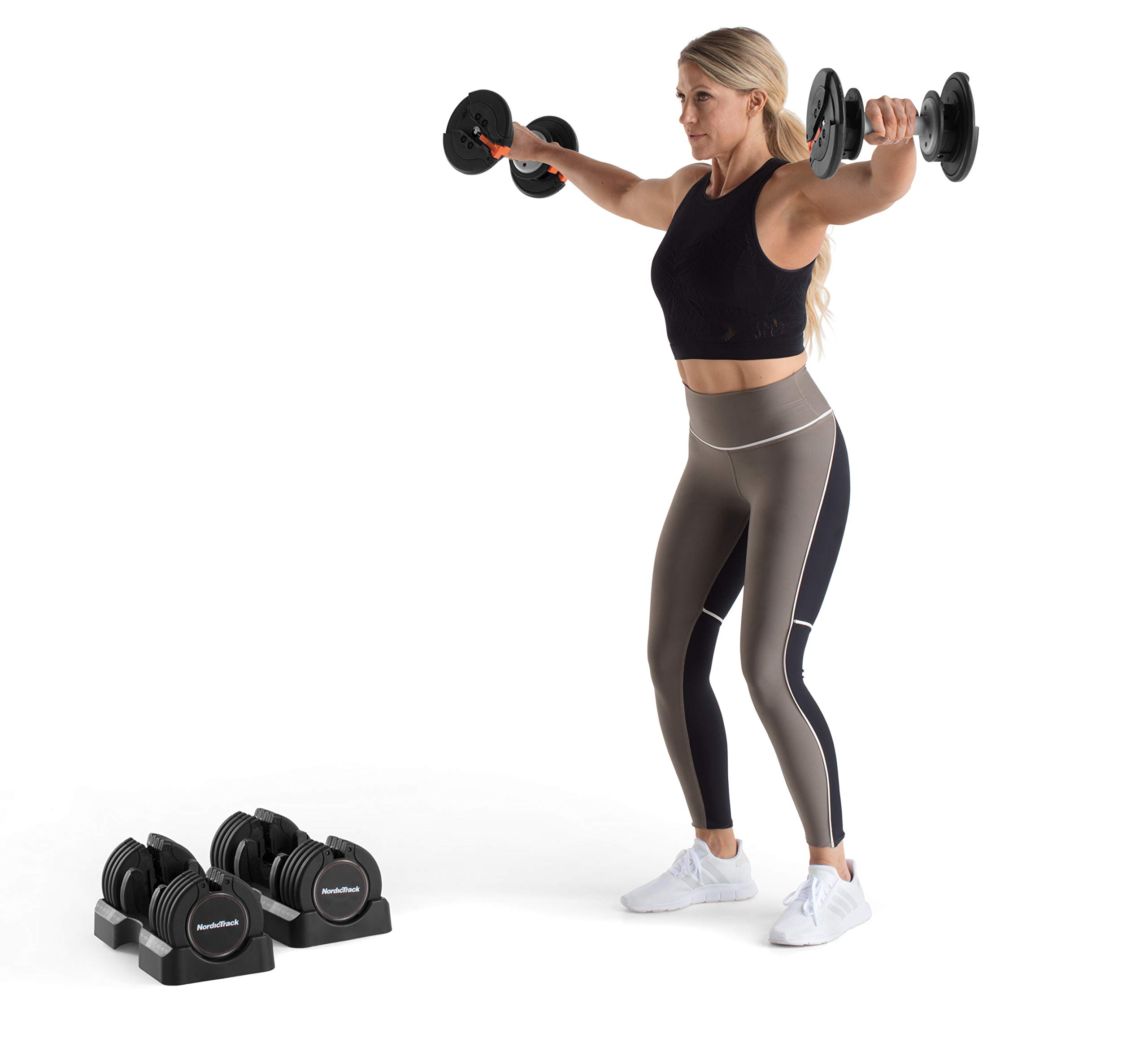 NordicTrack 25 lb. Select-a-Weight Adjustable Dumbbell with Fitted Storage Tray, Sold Individually,Black