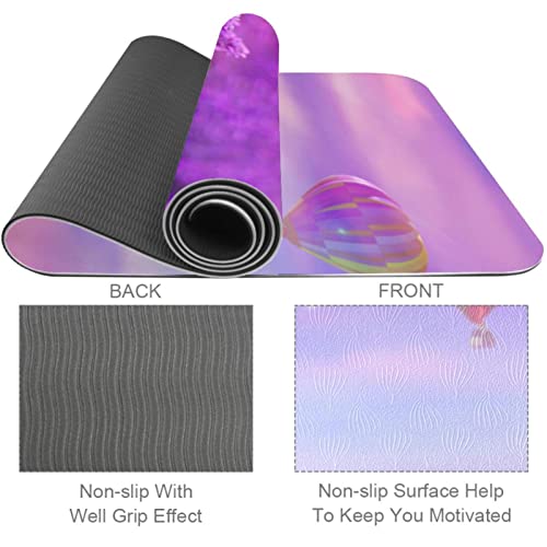 Yoga Mat, Yoga Mats for Home Workout, Workout Mat, Exercise Mats, Pilates Mat, Lavender Hot Air Balloon