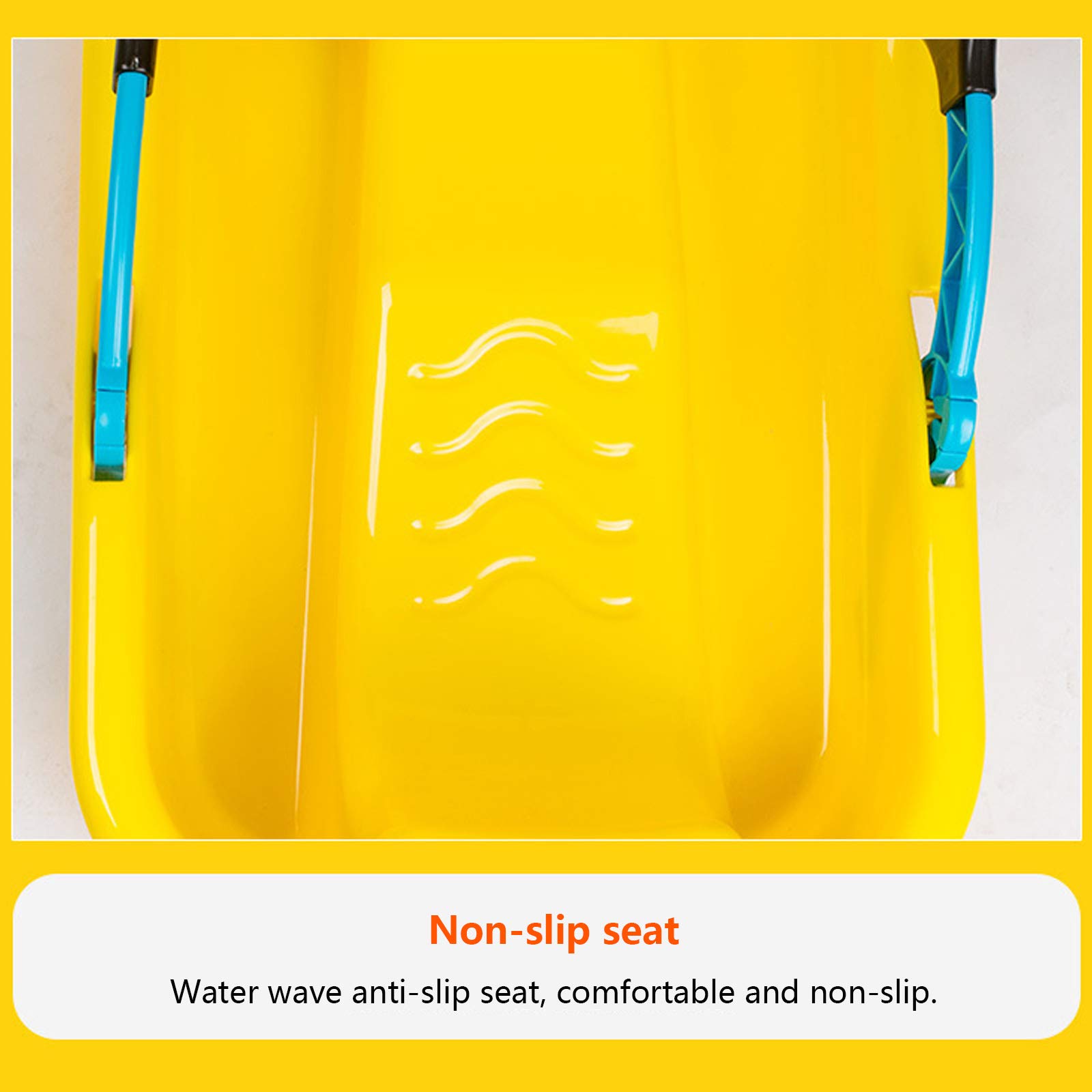QILIN Double Sled, Outdoor Plastic Sled Set, with Handle, Pull Rope and Brake Performance, Suitable for Large Downhill Skis for Children and Adults, Yellow