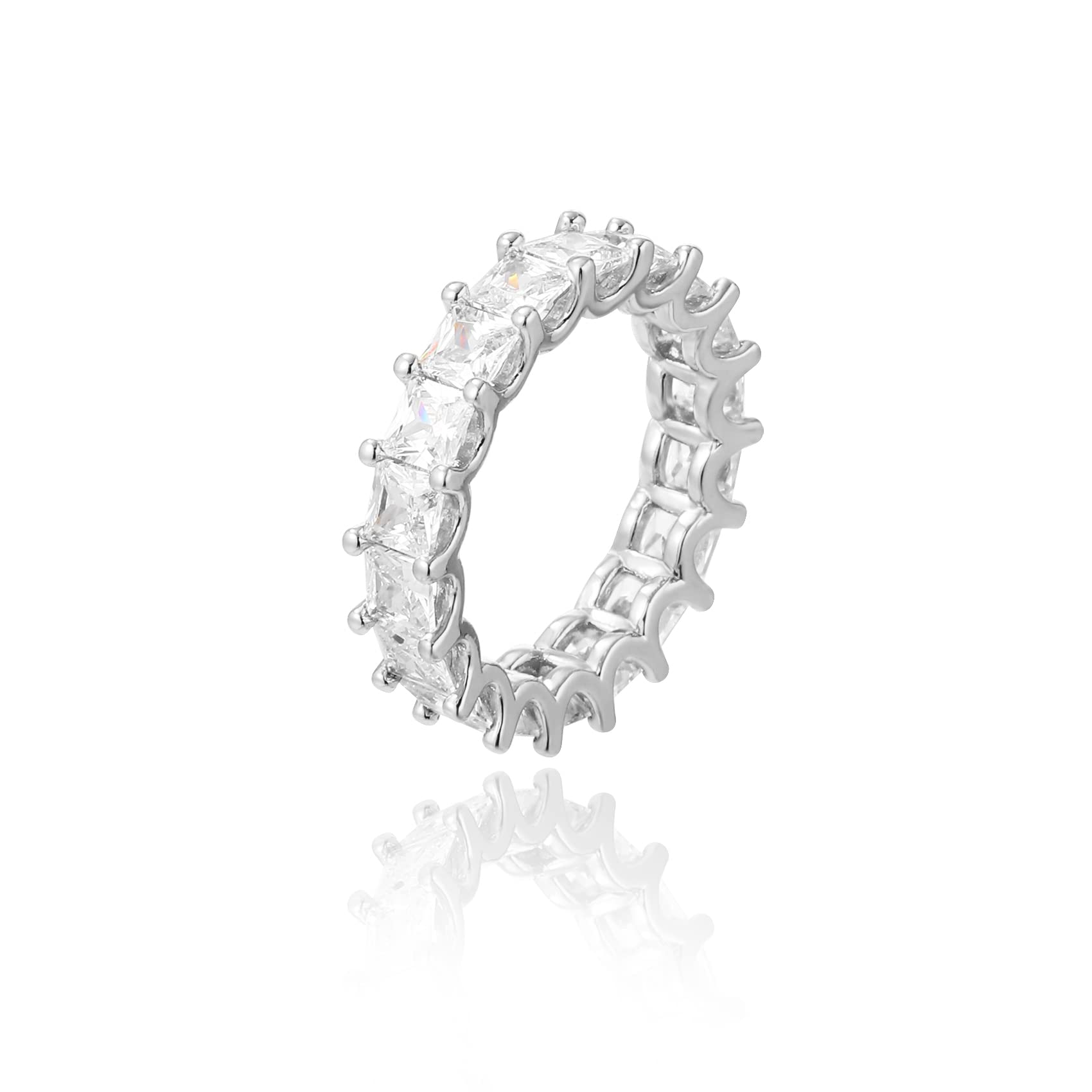 Yonhi Gold Plated Cubic Zirconia Rings Wedding Band Ring for Women Stackable Crystal Oval Engagement Promise Rings