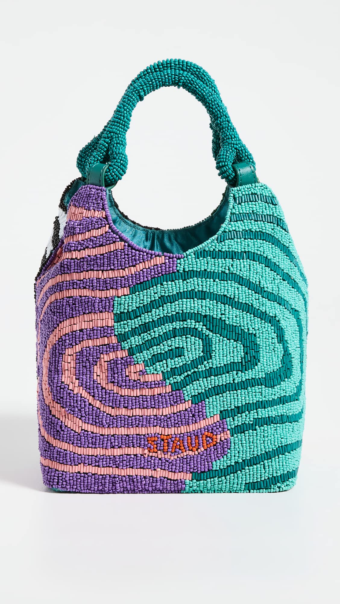 STAUD Women's Beaded Cote Bag, Acid Swirl, Print, Green, One Size