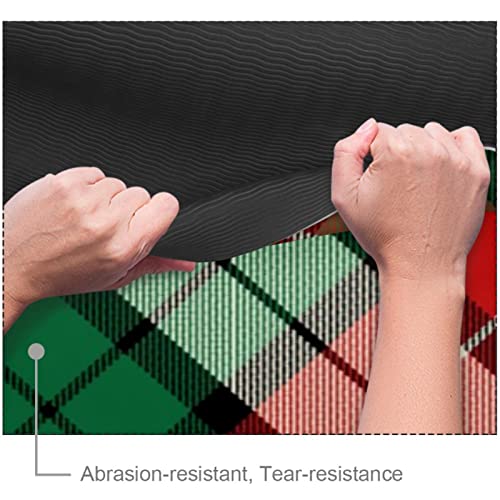 Yoga Mat, Yoga Mats for Home Workout, Workout Mat, Exercise Mats, Pilates Mat, Red Green Pink Plaid Stripes pattern