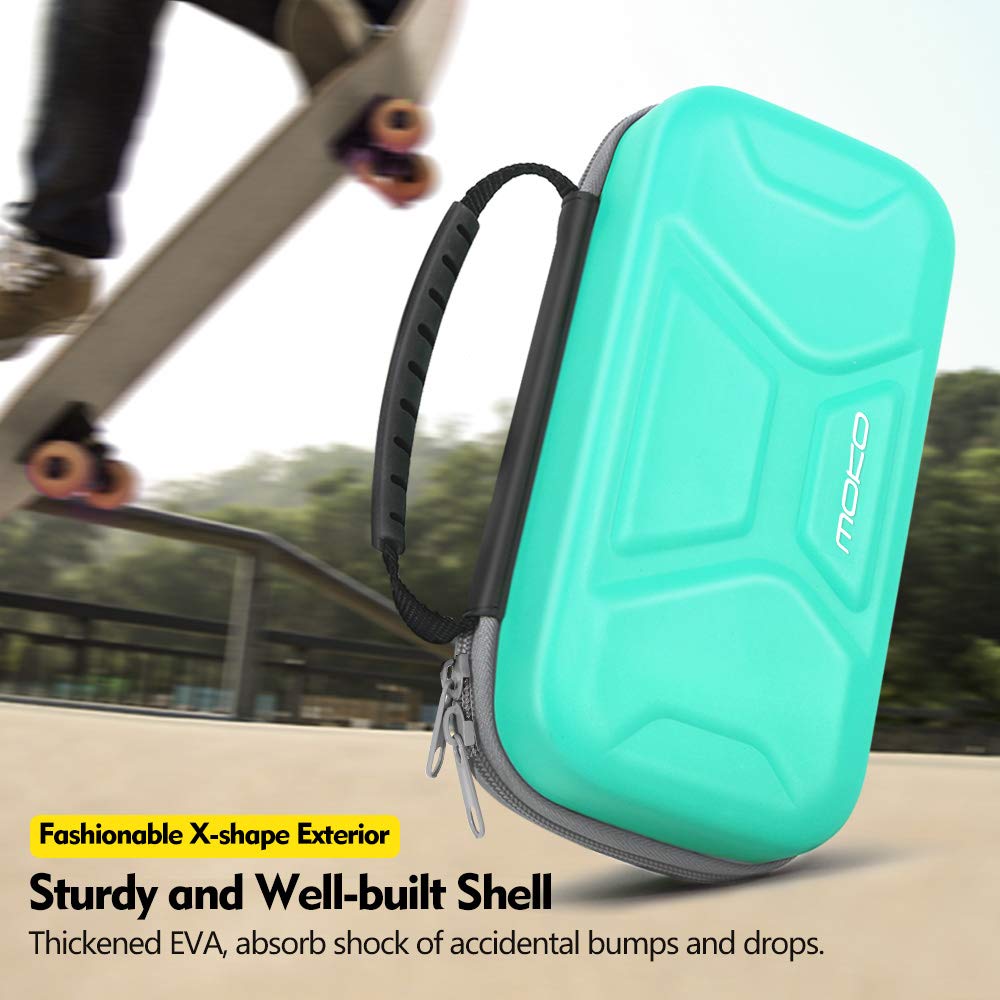MoKo Carry Case Compatible with Nintendo Switch Lite, Fits AC Wall Charger Adapter, Protective Hard Shell Travel Carrying Case Pouch Compatible with Switch Lite with 20 Games Cartridges - Turquoise