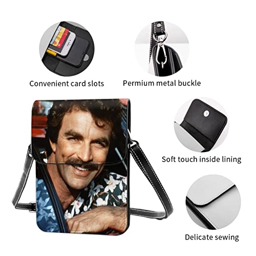 Tom Selleck Small Crossbody Cell Phone Bag For Women'S, Portable Multifunction Shoulder Bag Card Hold Purse,With Removable Shoulder Strap