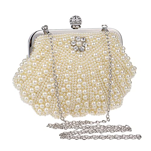 ZHUHW Shell Design Women Evening Bags Beaded Handmade Diamonds Chan Shoulder Messenger Bag Crystal Wedding Evening Bag