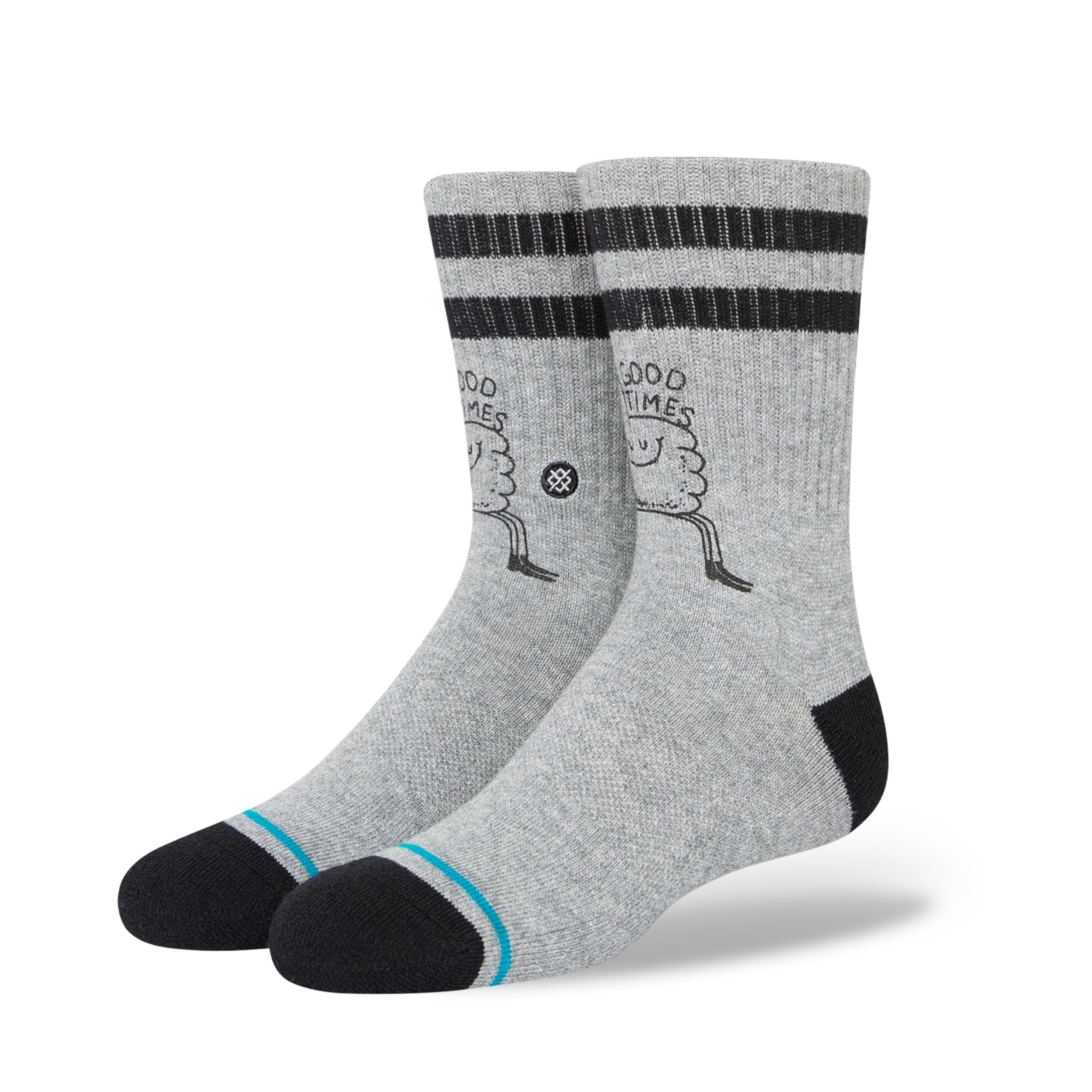 Stance Good Times (Little Kid/Big Kid) Heather Grey LG (2 Little Kid - 5.5 Big Kid Shoe Size)