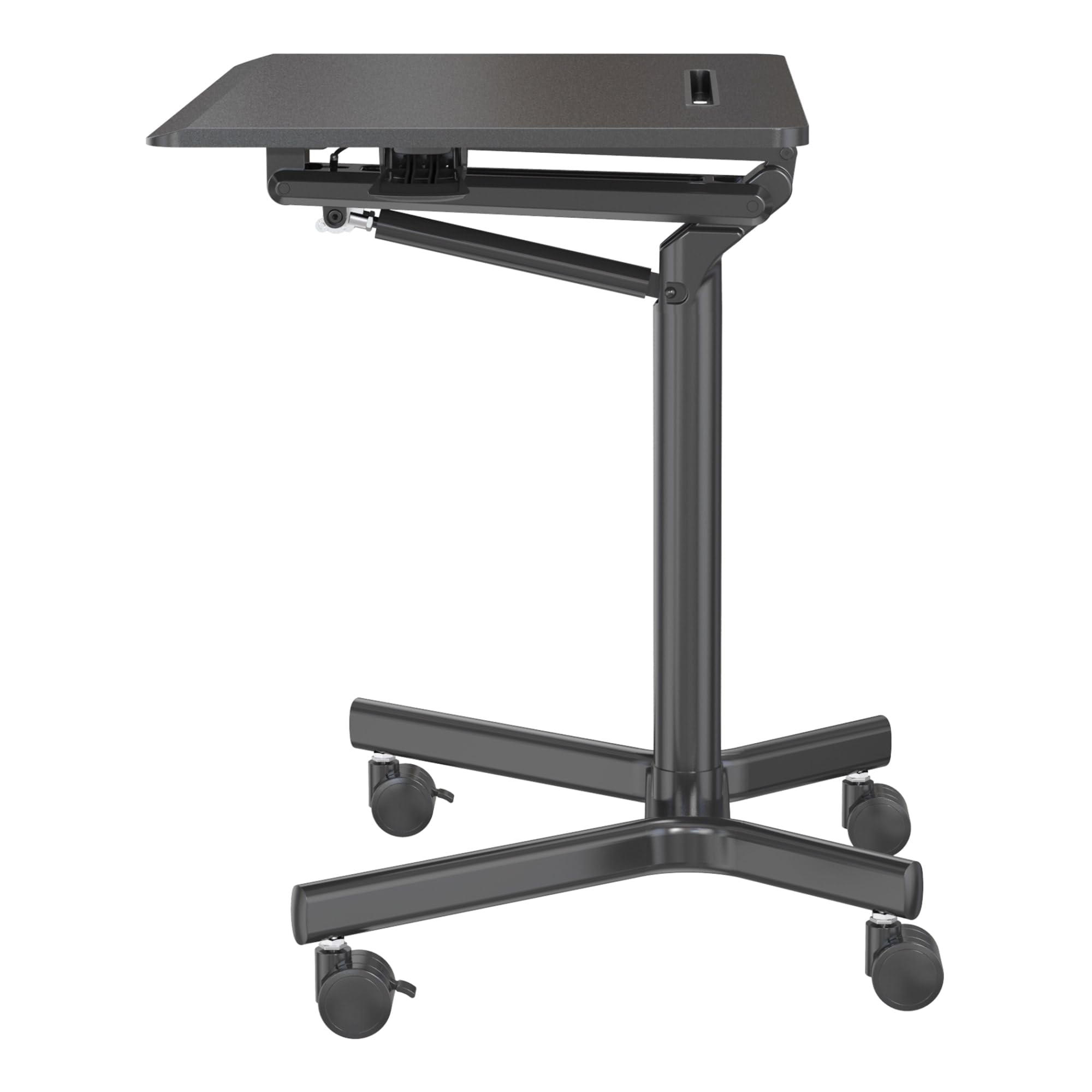 RealspaceĀ® 28" W Mobile Sit-to-Stand Compact Desk/Laptop Cart Workstation, 28-3/4"H x 28" W x 22-1/16"D, Black