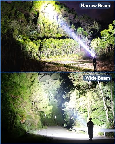 Rechargeable Flashlights High Lumens Flash Light, 250000 Lumen Super Bright LED Flashlight, 5 Modes, 5000 ɱAh, Digital Power Display, IPX6 Waterproof Handheld Flashlight for Emergencies, Camping