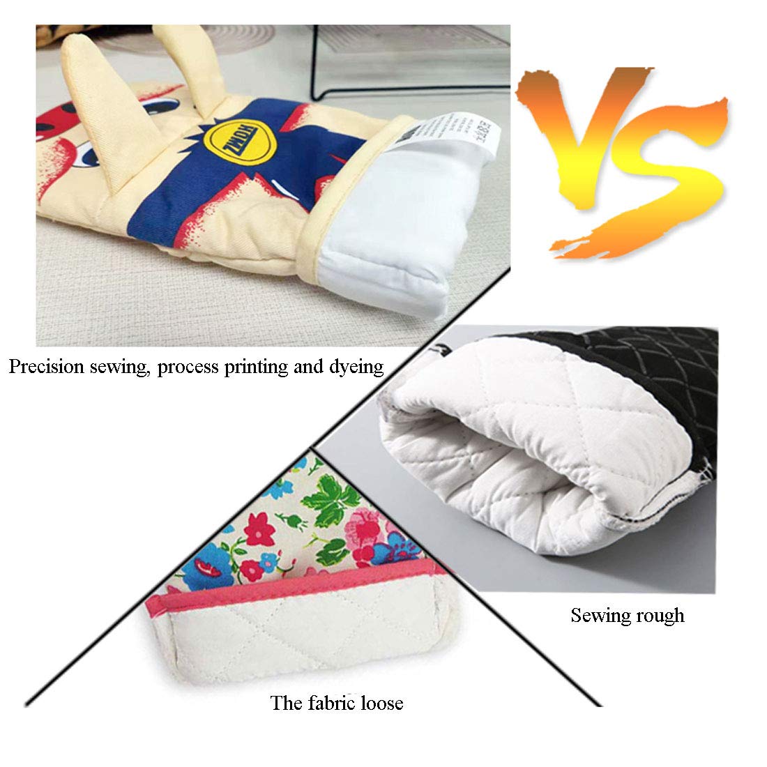 Rosavida Oven Mitts Gloves 1 Pair Heat Resistant 480 β Cat's Claw Creative Kitchen Potholders Baking Gloves Comfortable Thickened Cotton Lining Anti-Scald Gloves