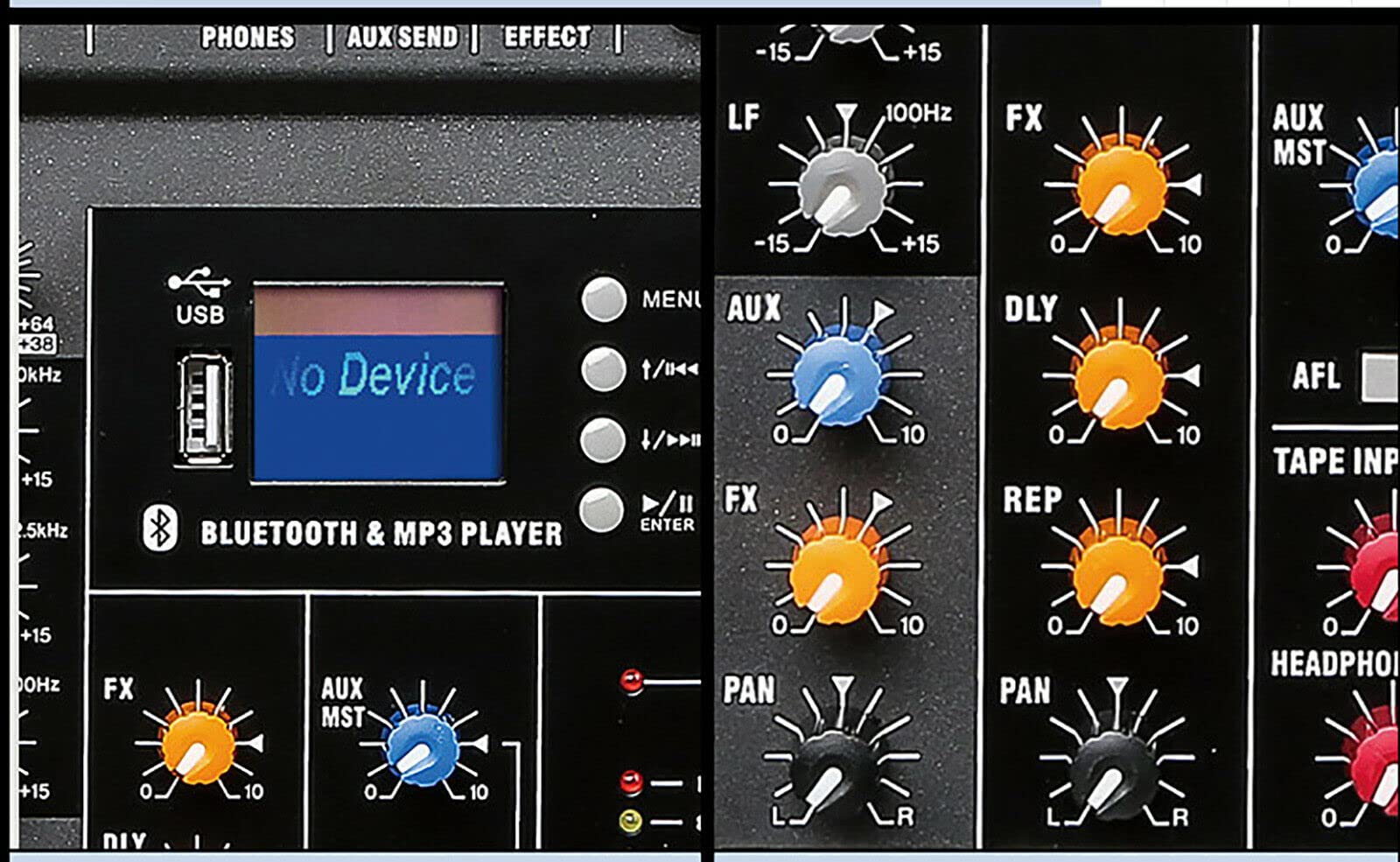 Pro 12 Channels Live Audio Mixer Bluetooth USB DJ Sound Mixing Console with 3 Stage Equalization Regulate 6 Modes Of Music for Family Ktv,Campus Speech,Meeting Etc