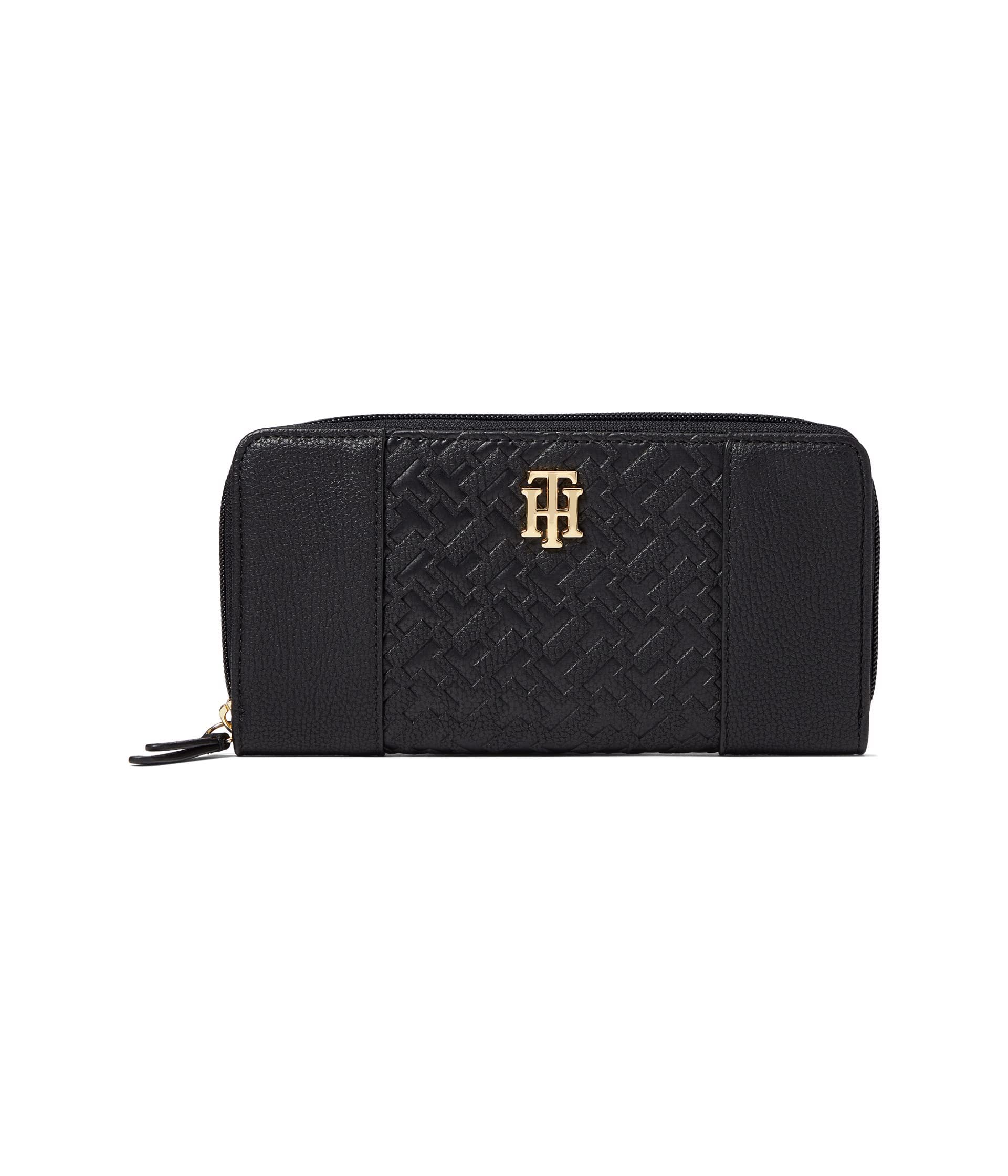 Tommy Hilfiger Antonella II Zip Around Wallet Bias Embossed PVC Black One Size
