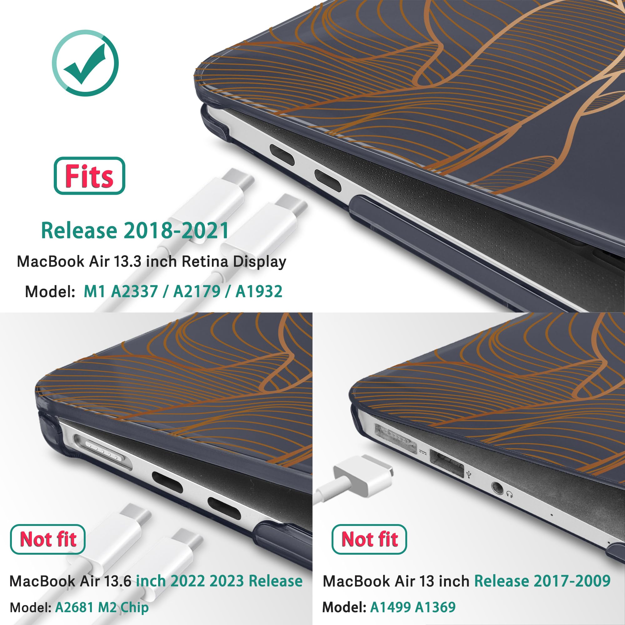 May Chen Compatible with MacBook Air 13 inch Release 2021 2020 2019 2018 (Models: M1 A2337/A2179/A1932), Plastic Hard Shell Case for MacBook Air 13 with Retina Display & Touch ID, Butterflies
