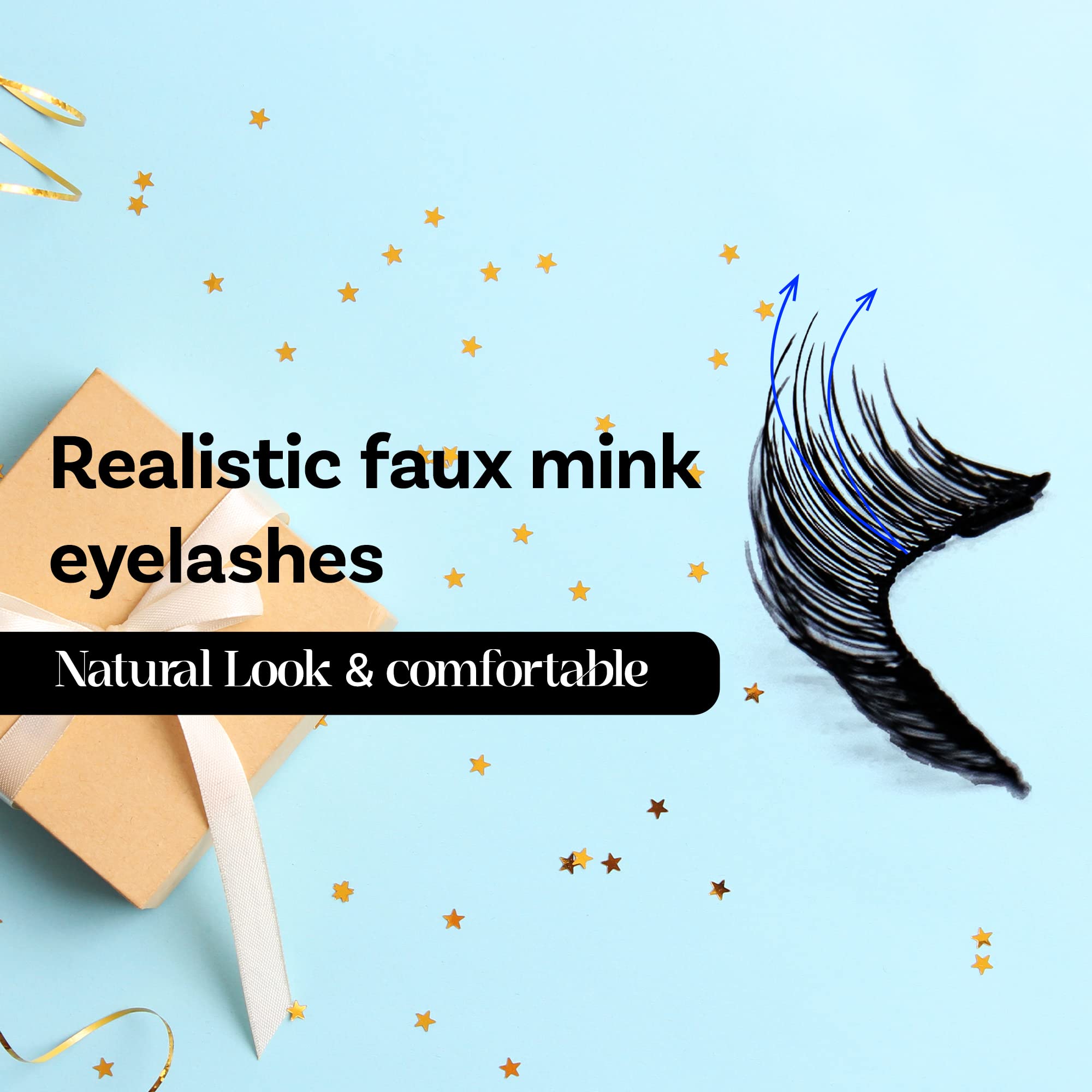 Reusable Dual Magnetic Eyelashes NO Eyeliner or Glue Needed, Magnets False Eyelashes, Soft 3D Fake Lashes Extension with Tweezers, Natural Look Eyelashes Set with 8 Pieces / 2 Pairs