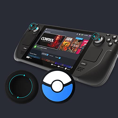 Thumb Grip Set Compatible with Steam Deck Console,Silicone Analog Stick Caps for Steam Deck Controllers - Red+Blue,2 Pairs
