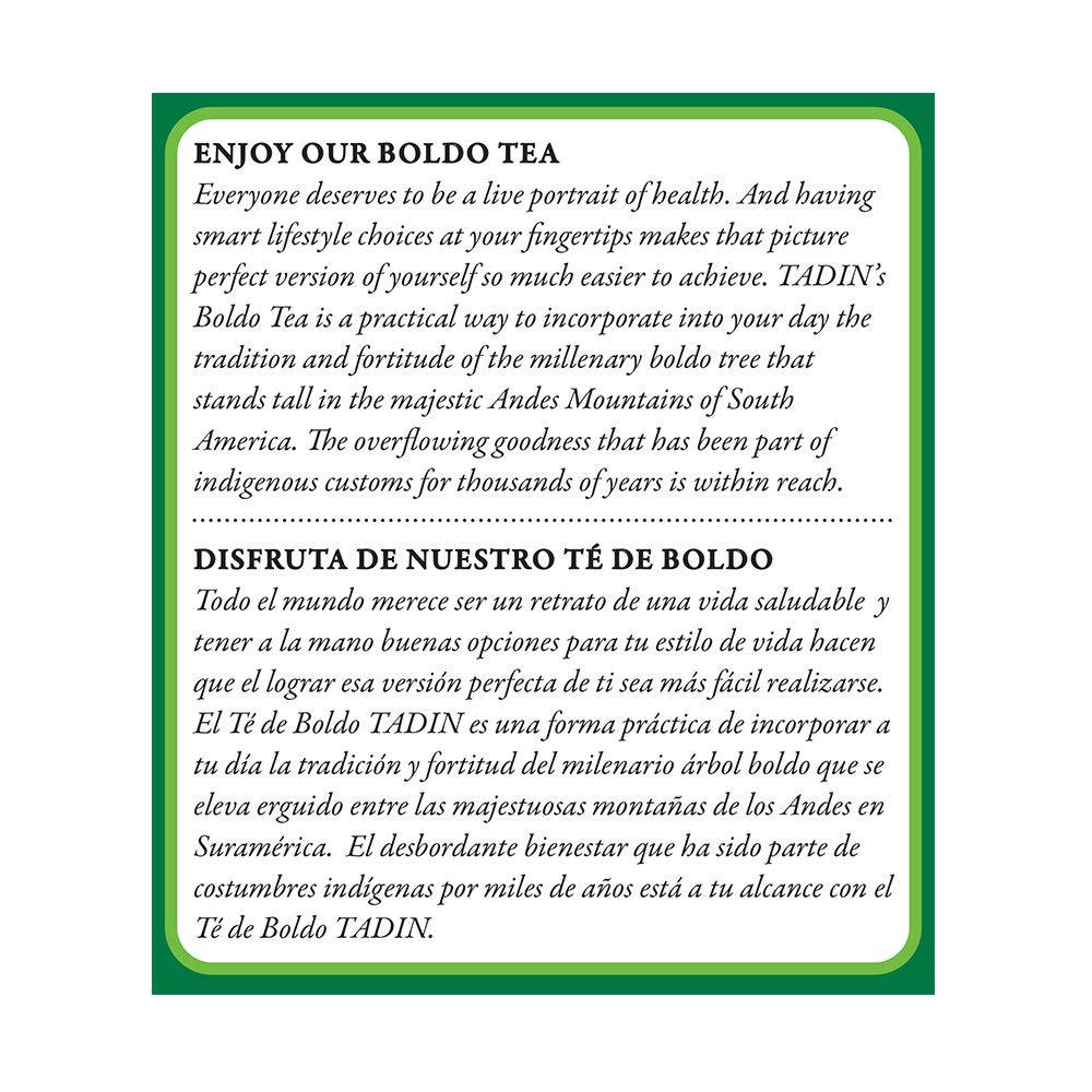 Tadin Boldo Herbal Tea. Caffeine Free. 24 Tea Bags. 1.18 oz. Pack of 3
