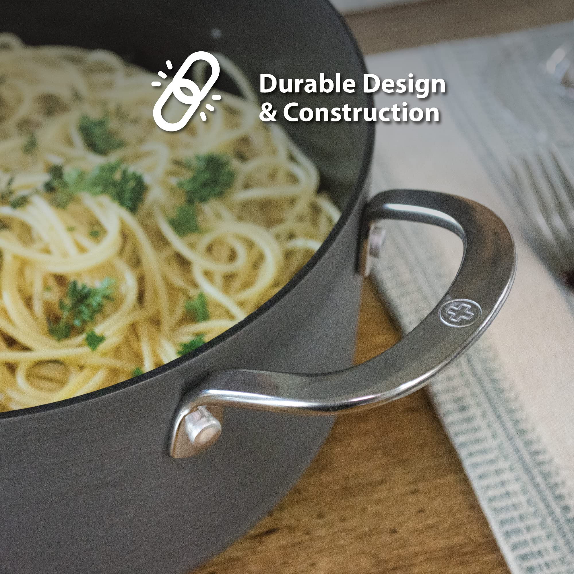 Swiss Diamond Hard Anodized Induction Compatible Stockpot/Dutch Oven with Lid - Dishwasher and Oven Safe, 5 Quart Nonstick Pan