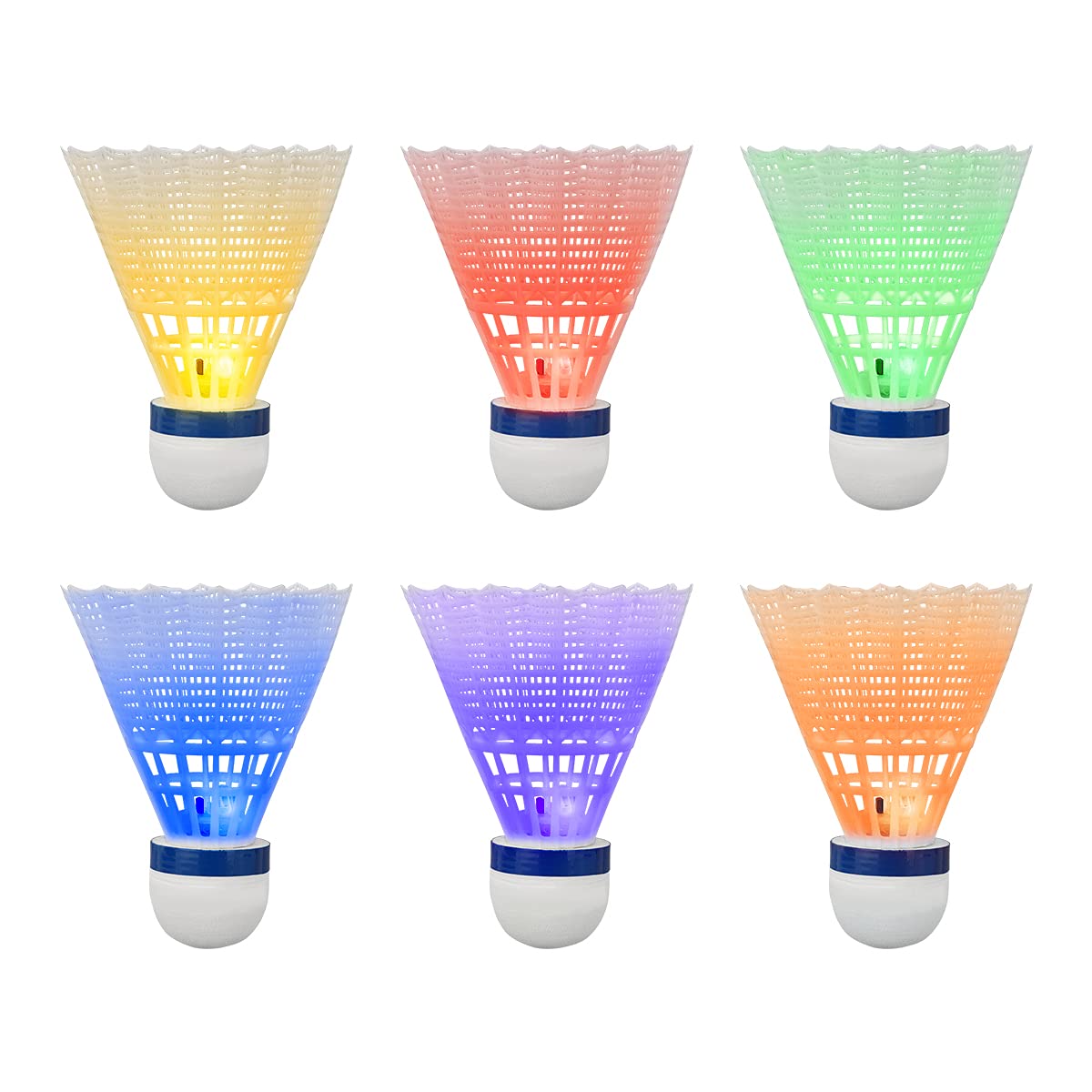 MoKo LED Badminton Shuttlecocks 6 Pack, Sports Nylon Outdoor Shuttlecocks Led Badmitton Set Lighting Badminton Birdies Glow Shuttlecock Glow Lighting Badminton Sets for Yard Game - White