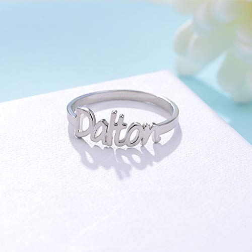 Pullan Personalized 925 Sterling Silver Name Ring Customize One, Two, Three Names Promise Ring for Women