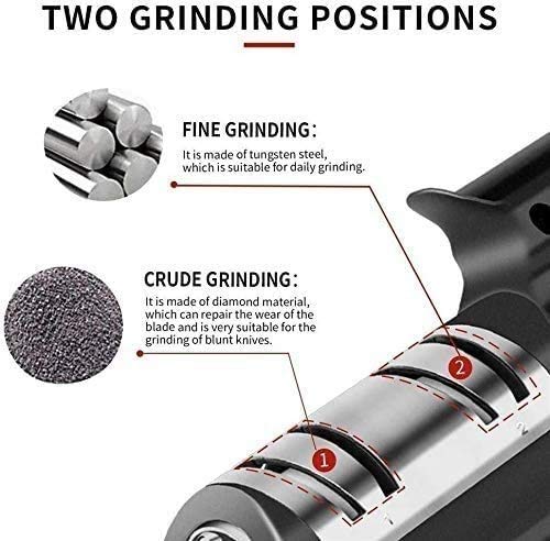 QIN Knives Sharpener, Kitchen Professional 4 in 1 Blade Sharpening Tool, Tungsten Steel/Diamond, Polish & Grind Out A Sharp & Bling Knife, Chef's Best Choice (Color : Black)