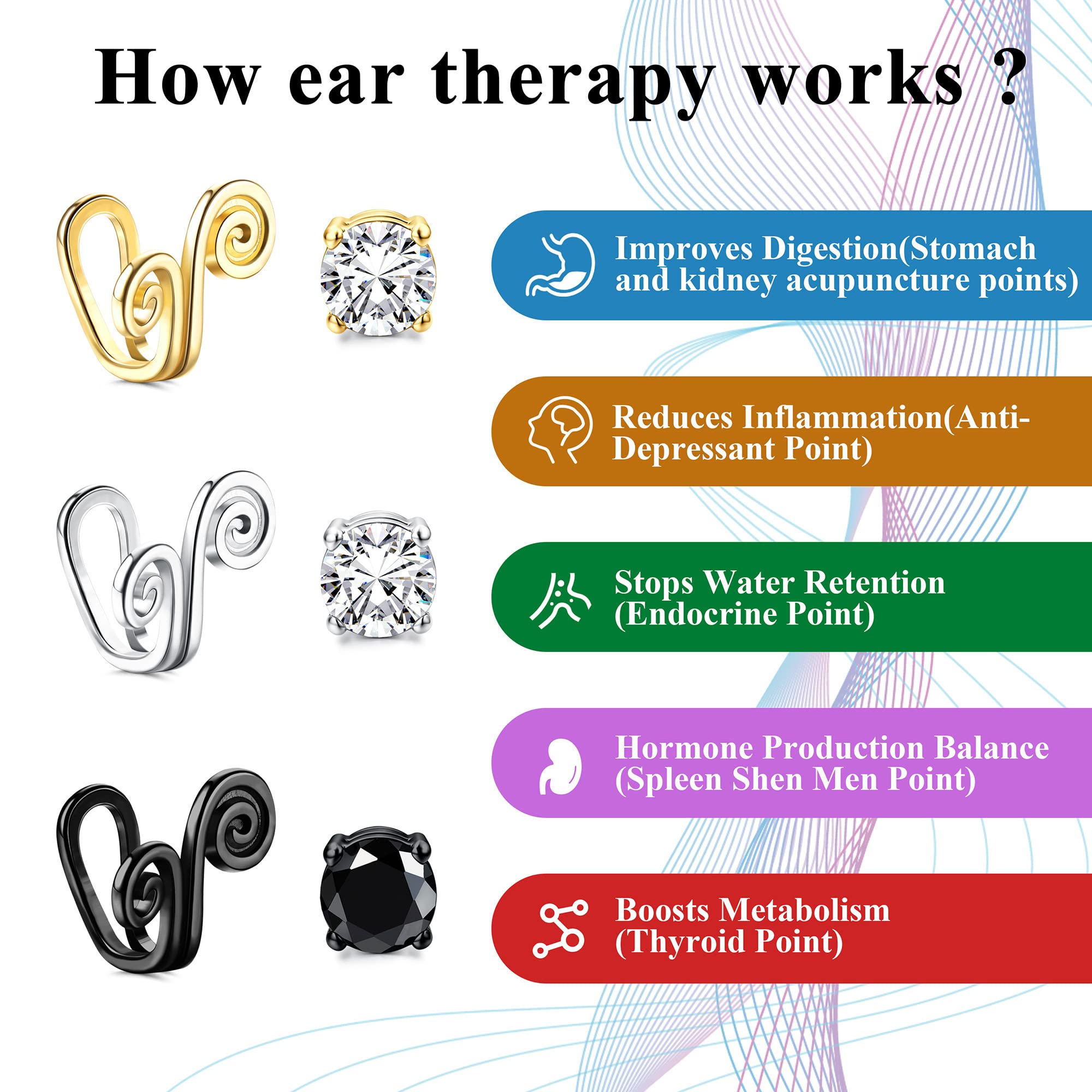 THUNARAZ 6 Pairs Clip on Earrings for Women Men Shiny Round Square CZ Stud Earrings for No piercing Ears Jewelry