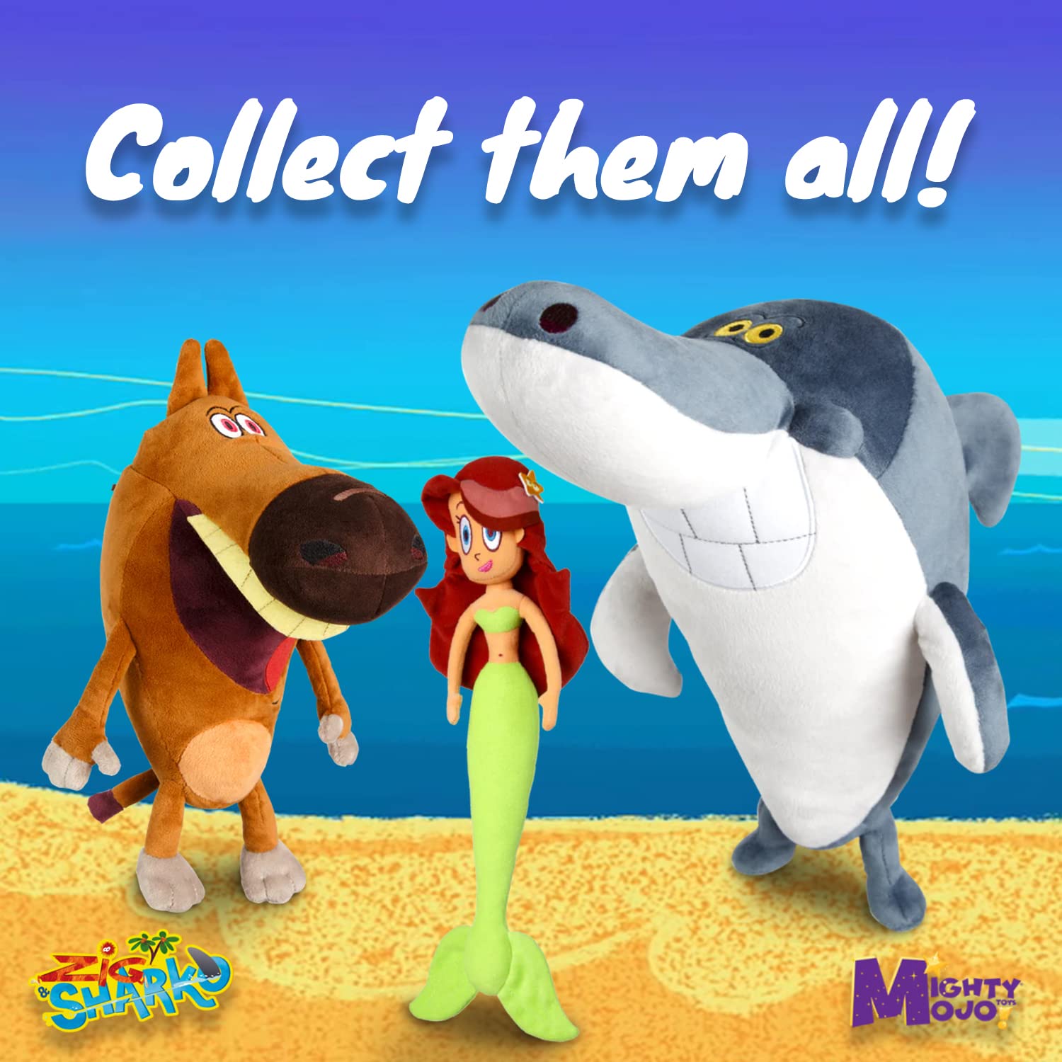 Zig & Sharko Plush Dolls Bundle - 12" Officially Licensed Stuffed Toys for Kids, Including Zig, Sharko, and Marina